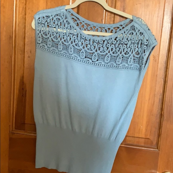Chelsea & Theodore | Tops | Lite Blue Top Lace Around Top Front And ...